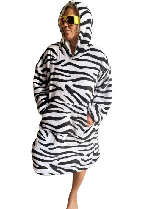 Hoodie Decke mit Ärmeln und Kapuze - zebraprint