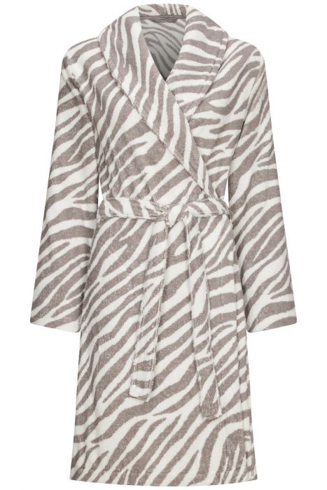 Zebra damesbadjas taupe van fleece online | Badjasparadijs.nl